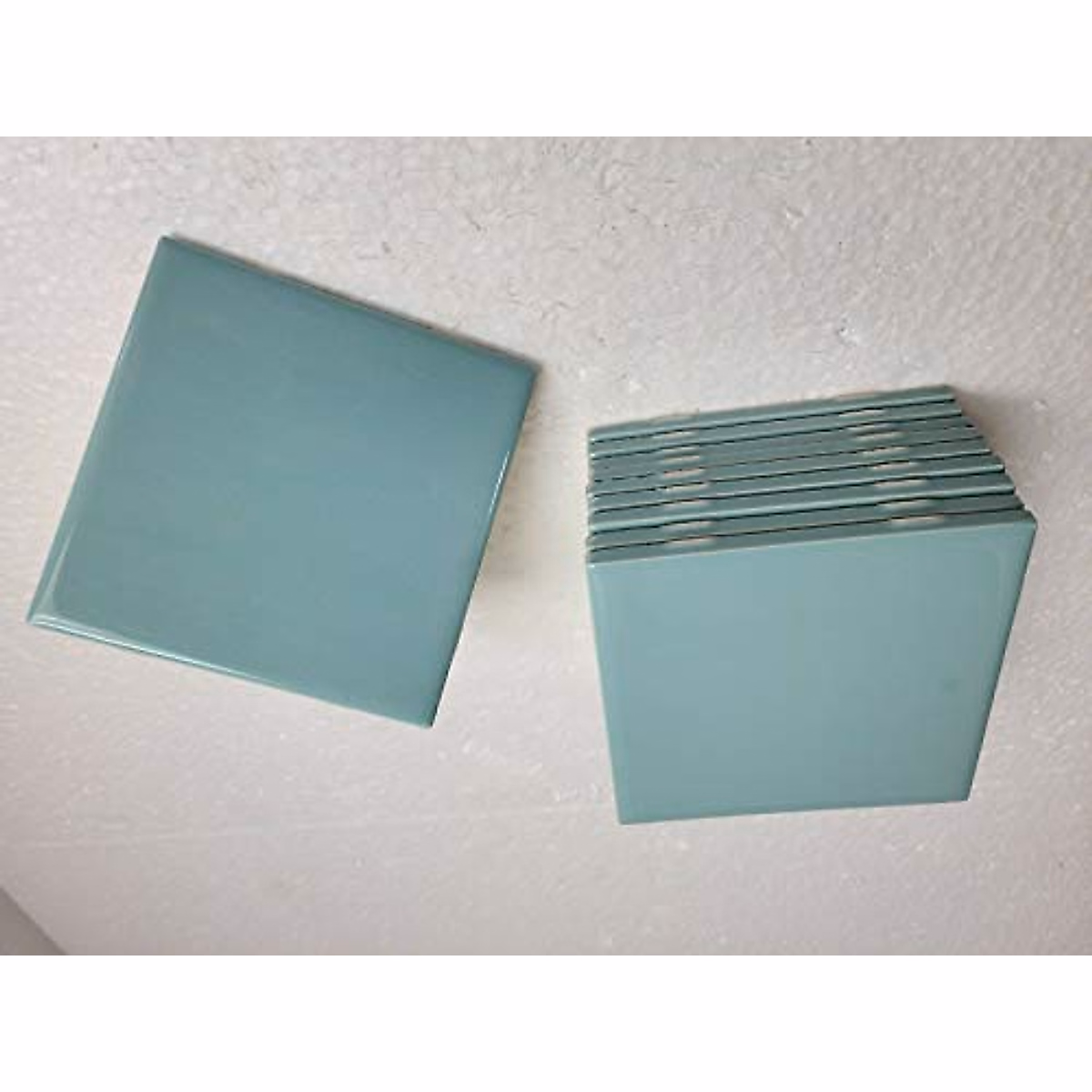 Surf Green 4 inch Blue Aqua Glow Ceramic Tile 4.25 in 4x4 Subway Square Daltile Color 0197 Classic Color 105 Box 10 Piece