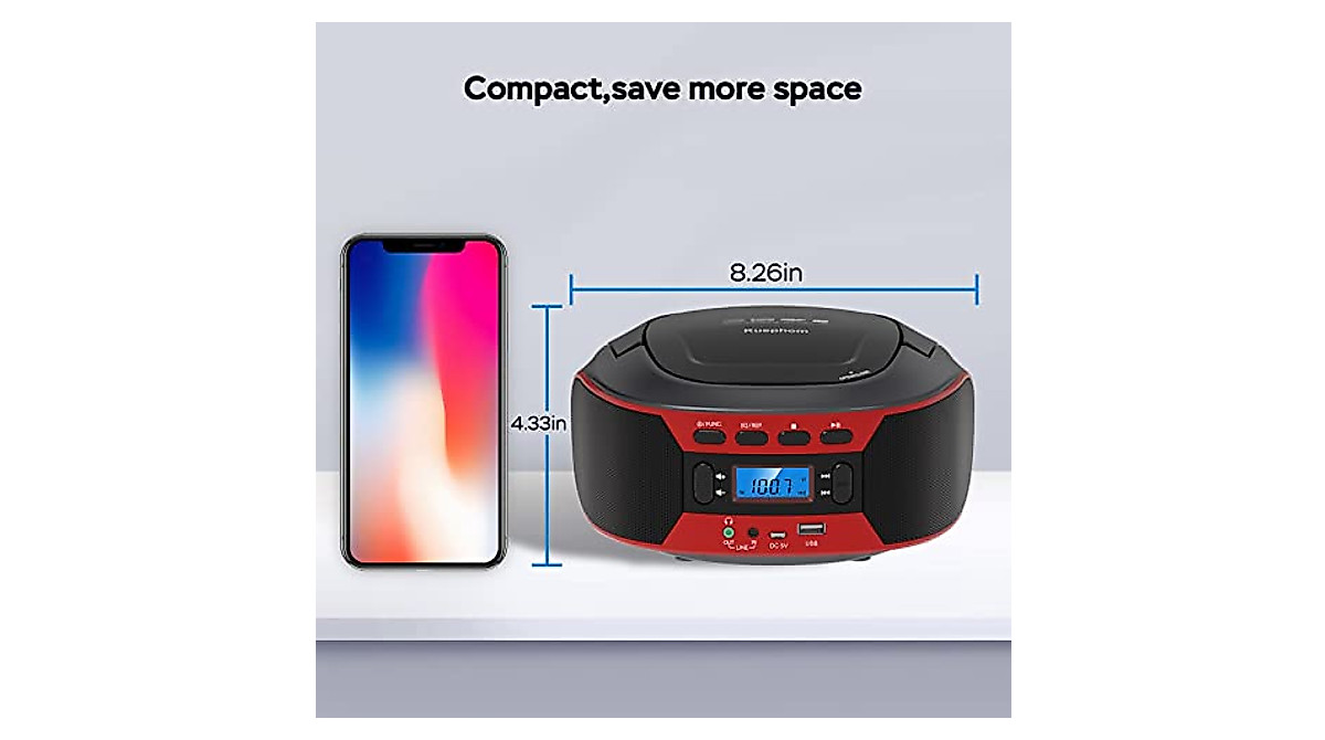 Kuephom CD Player Boombox: Portable Bluetooth Stereo Radio