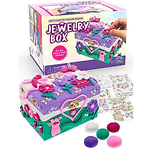 PURPLE LADYBUG Design Your Own Jewelry Box Craft Kit - DIY Jewelry Box for Girls 8-12, & Fun Girls Arts & Crafts Age 6-8 & Up - Great Birthday & Valentines Easter Gifts for Girls 8-10 Years Old