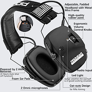 PROHEAR 036 Digital Electronic Shooting Ear Protection Patriot Sound Amplification Earmuffs & 016 Shooting Ear Protection Safety Earmuffs Gun Range Hunting (Black)