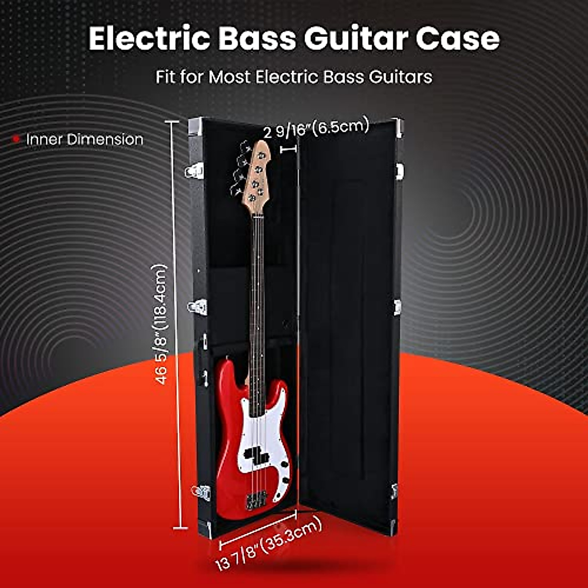 ZeHuoGe Electric Guitar Hard Case Electric Guitar Wooden Hard Shell Lockable Black (Black for Electric Bass Guitar)