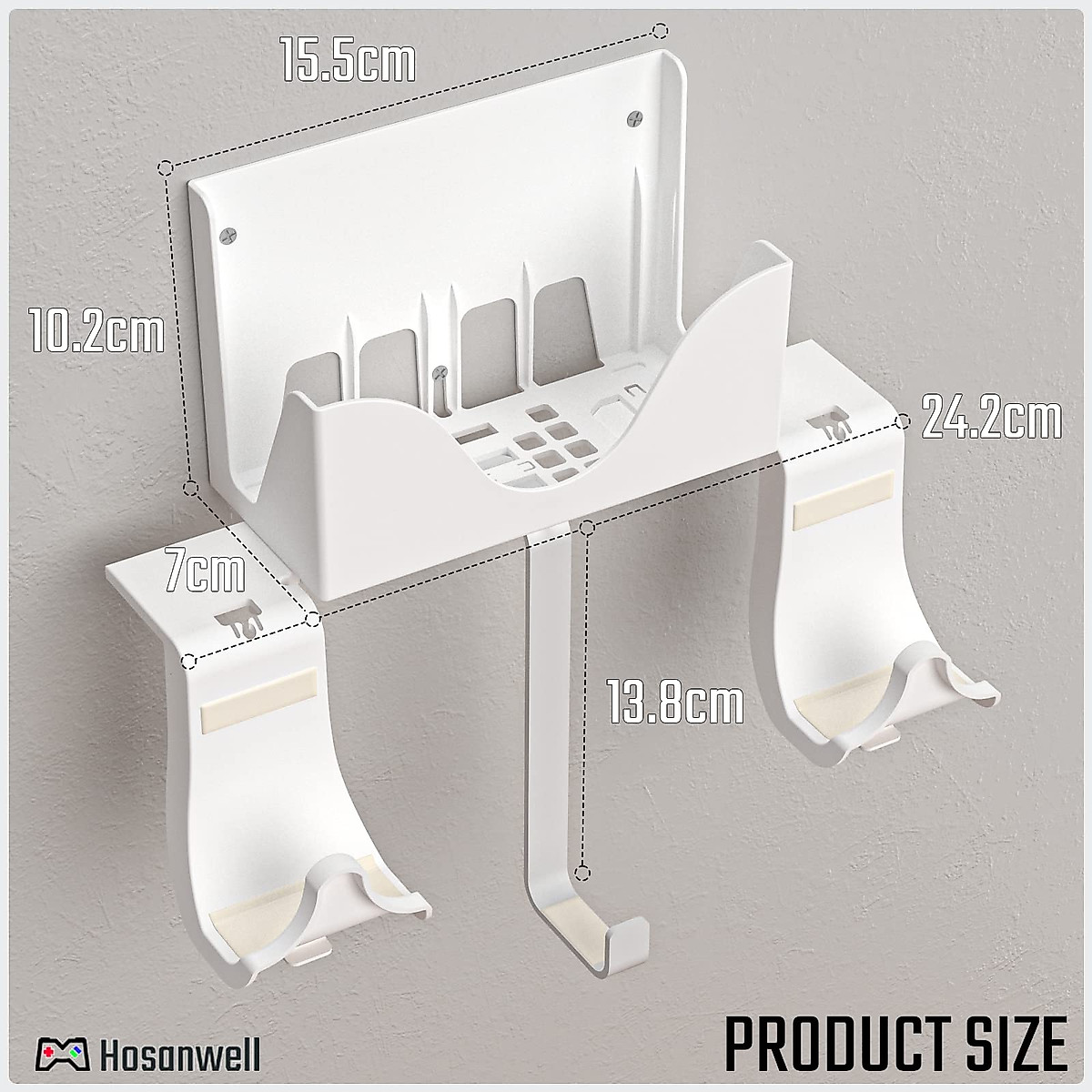 Hosanwell Xbox Series S Wall Mount, Xbox Series S Wall Mount Kit, with Detachable Controller Holder & Headphone Hanger Heat Dissipation (NOT for Xbox ONE S)