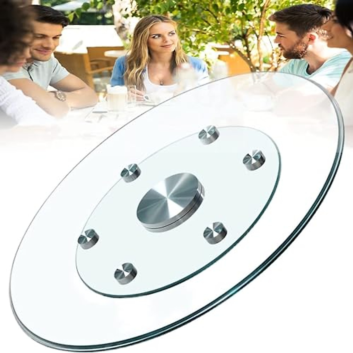 Glass Lazy Susan for Dining Table Tempered Glass Heavy Duty Turntable Round Large Tabletop Serving Plate Transparent Rotating Tray with Silent Bearing Centerpieces (Size : 80cm/31in)