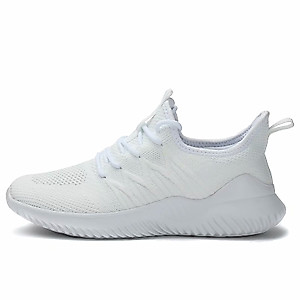 Women's Running Shoes Kids Slip on Tennis Walking Sneakers Lightweight Breathable Comfort Work Footwear Gym Trainers White