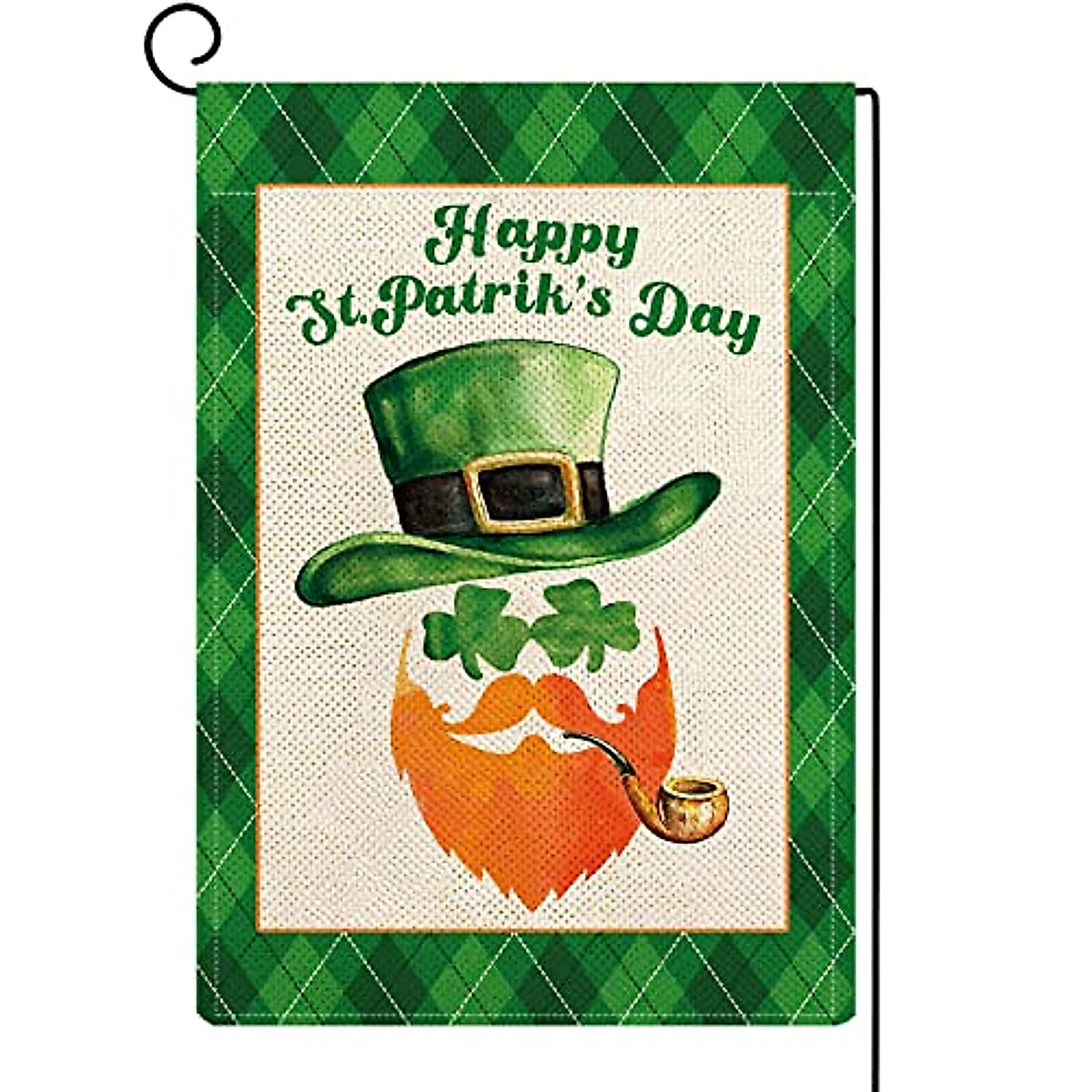 Baccessor St Patricks Day Garden Flag 12×18 Inch Double Sided Lucky Shamrock Clover Green Hat Welcome Burlap Yard Flags for Outside Yard Lawn Outdoor Irish St Patrick's Day Decoration