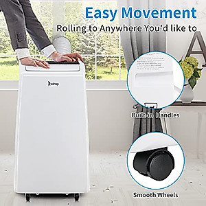ROVSUN 13000 BTU 4-in-1 Portable Air Conditioner, Heater, Dehumidifier, Fan for Rooms Up to 550 sq ft Floor AC with Remote Control & Rolling Wheels & Window Installation Kit, White