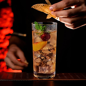 GRANDARTIC Crystal Drinking Glasses, 15.5oz/460ML Crystal Highball Glasses Set of 6, LEAD-FREE Heavy Base Tall Glassware, Brilliant Clarity Drinking Glasses for Water, Juice