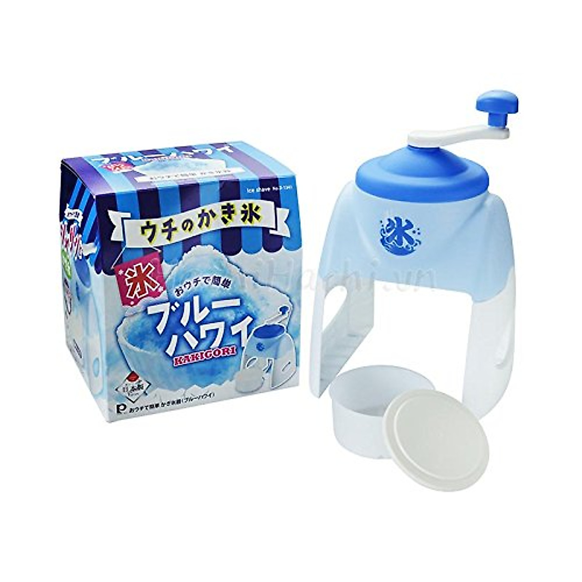 JapanBargain 1920, Japanese Slushy Machine Snow Cone Maker Shaved Ice Machine Hand Crank Non-Electric Made in Japan, Blue