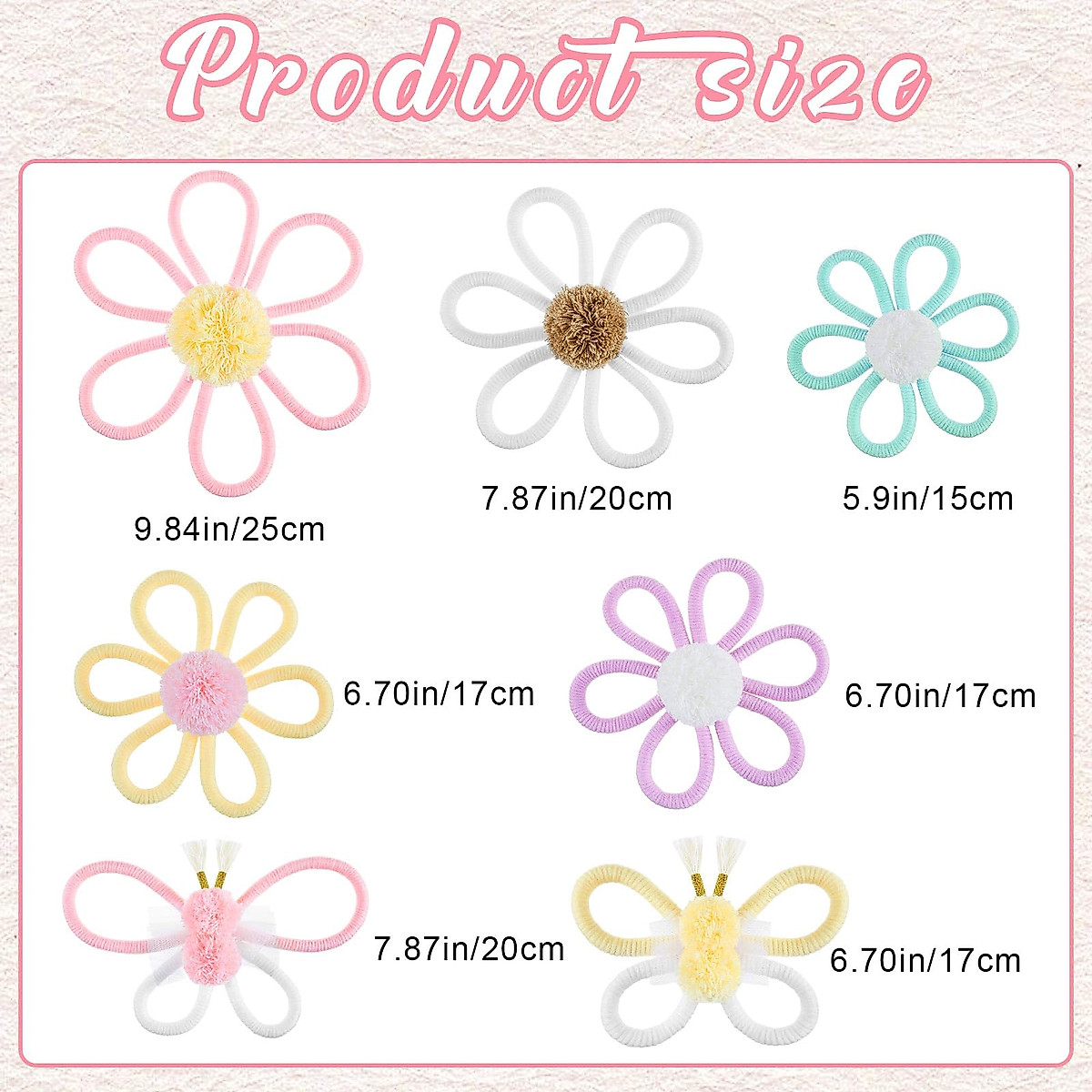 Yuxung 7 Pcs Boho Wall Decor Woven Daisy Flower Hanging Decor Room Nursery Decor Macrame Rainbow Bohemian Room Home Bedroom Cute Wall Flowers for Girls Kids Baby