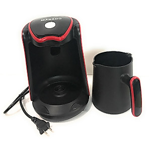 MARADO Turkish Arabic Greek Coffee Pot Maker Electric Machine 110v US PLUG 100% BPA-free, 1-4 Cups Brewing Capacity with Cook Sense Technology, Anti - Overflow cooking (Red), NORMAL, MA-1688