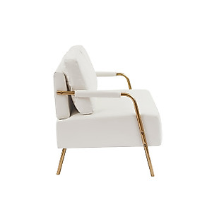 50'' Modern 2-Seater Loveseat sofa Couch,Pets Friendly Waterproof Rolled Arm Couch with Removable Back Cushion and Metal Leg for Small Spaces Living Room, Bedroom, Apartment (Beige White)