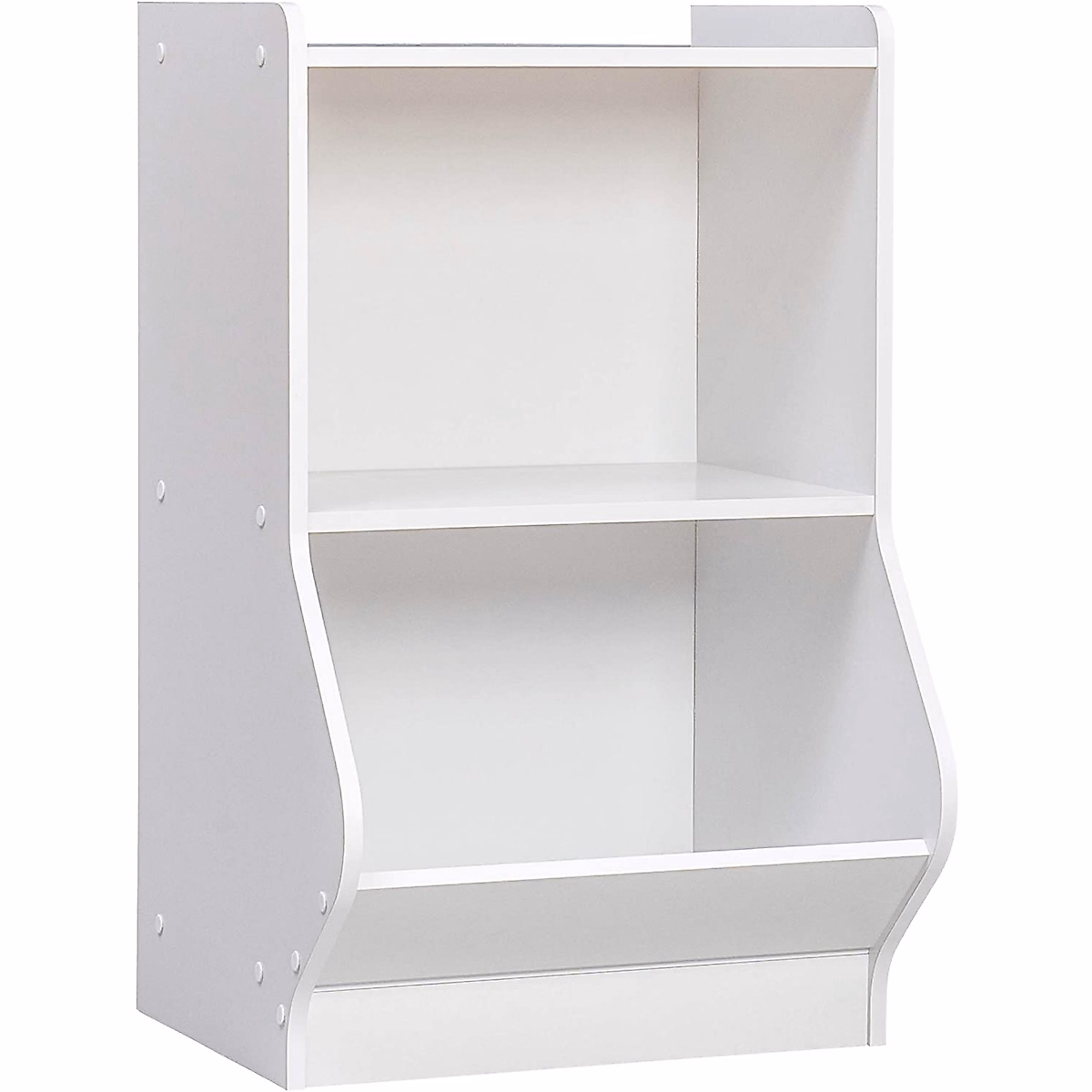 IRIS USA 2-Tier Shelf Organizer with Easy Access Angled Cubby, Frost White