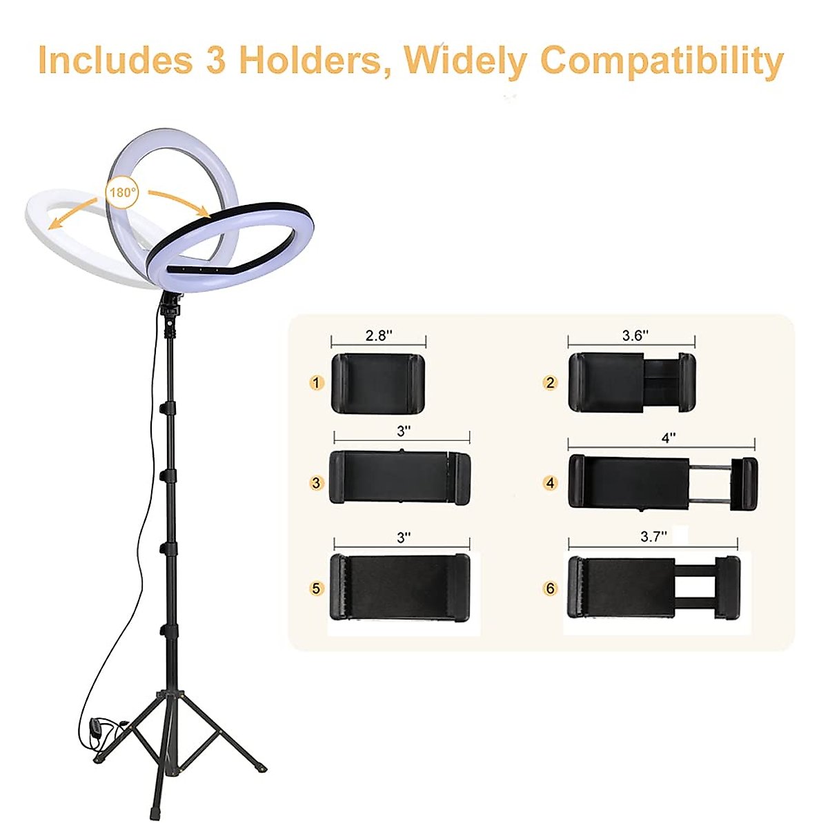 Znbruiap 10 in RGB Selfie Ring Light with Tripod Stand & Phone Holders-Ring Light Color Changing with Desktop Tripod and Remote