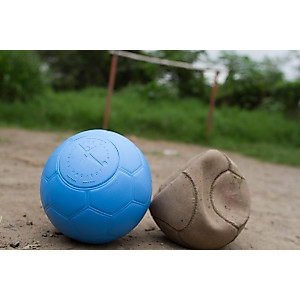 One World Play Project Soccer Ball - Unpoppable, Unbreakable, Non-Deflating, Non-Toxic Futbol - Blue, Size 5