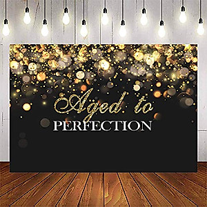 Avezano Aged to Birthday Perfection Backdrop Glitter Bokeh Photo Background 30th 40th 50th 60th 70th 80th 90th 100th Perfection Aged to Party Decoration Banner (7x5ft)