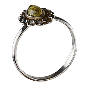 HolidayGiftShops Sterling Silver and Green Baltic Amber Adult Ring Joan- size 7