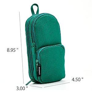 SPACEMATE Cute Pencil Case Pouch Bag School Supplies for Girls and Boys, Heavy Duty Canvas Aesthetic Pen Case, Large Big Capacity Zipper Stationery Bag, Green, 1400ml