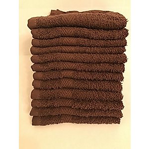 10 New Brown WASHCLOTH Towel Dobby Border Ringspun 100% Cotton 12X12 INCH.