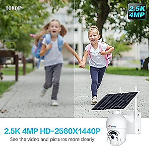 Ctronics 2.5K 4MP Security Cameras Wireless Outdoor, WiFi Solar Security Camera 2560 * 1440P 10000mAh Battery Powered, 360° PTZ, Color Night Vision, PIR Human Detection, 2-Way Audio, IP66