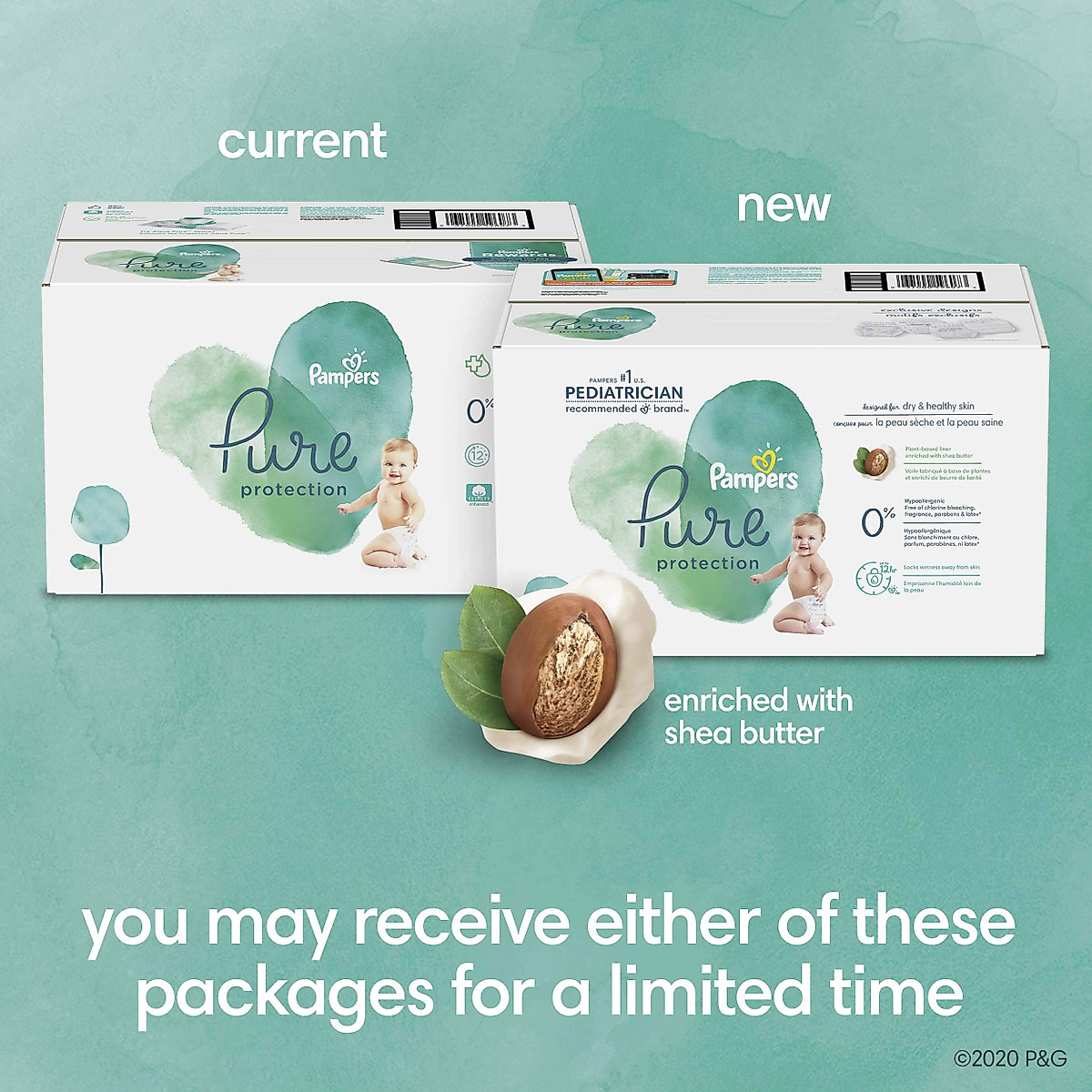 Diapers Size 2, 186 Count and Baby Wipes - Pampers Pure Protection Disposable Baby Diapers, Hypoallergenic and Unscented, ONE Month Supply with Aqua Pure Baby Wipes, 10x Pop-Tops, 560 Count