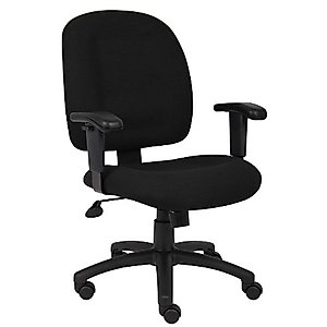 Boss Office Products Fabric Task Chair with Adjustable Arms in Black