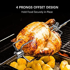 Apromise Stainless Steel Rotisserie Forks - Heavy Duty Grill Rotisserie Meat Forks (2 Pieces) | Fits 1/2-Inch and 3/8-Inch Hexagon & 3/8-Inch and 5/16-Inch Square Rotisserie Spit Rods