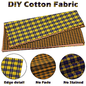 10 Pcs Fall Fabric 18 x 22 Inch Plaid Homespun Fabric Squares Precut Autumn Thanksgiving Fabric Bundle for Scrapbooking Cloth Sewing Handmade Bag DIY Craft, 10 Styles