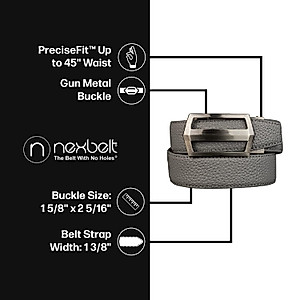 Men's Belt, Nexbelt Ratchet Leather Texture Classic Colour Smoke Grey V.4 Golf Belt