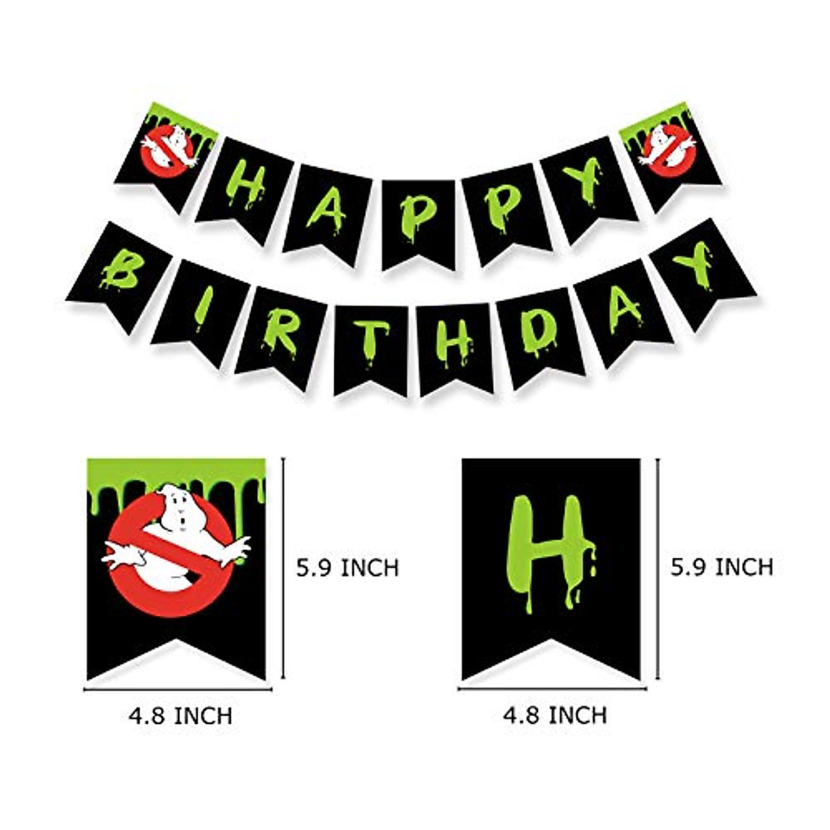 Ghost Busters Inspired Happy Birthday Banner, Horror Theme Bday Party Sign, Ghostbusters Halloween Bunting Decoration