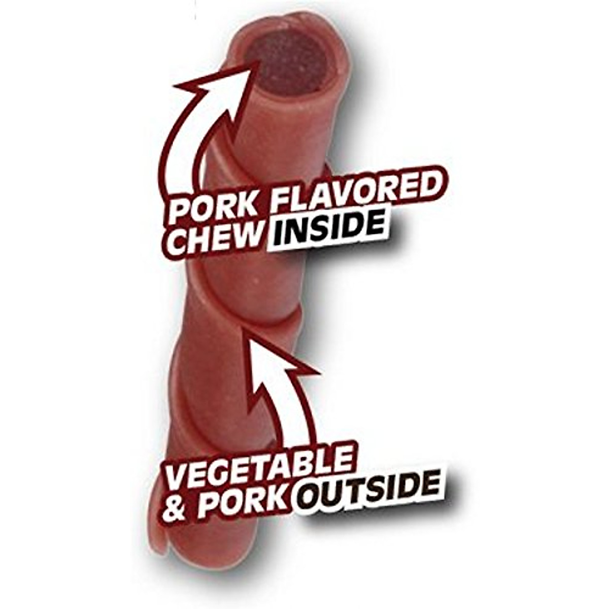 DreamBone Stuffed Twistz, Rawhide Free Dog Chew Sticks Made with Real Pork and Vegetables, 10 Count