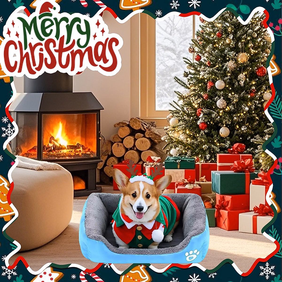 Barelove Rectangular Dog Cat Beds Mattress Washable Pads Room, Soft Winter Warm Plush Faux Fur Sleeping Pet Fleece Bed Mat for Small Doggy Kitten, Anti-Slip Waterproof Bottom, Blue