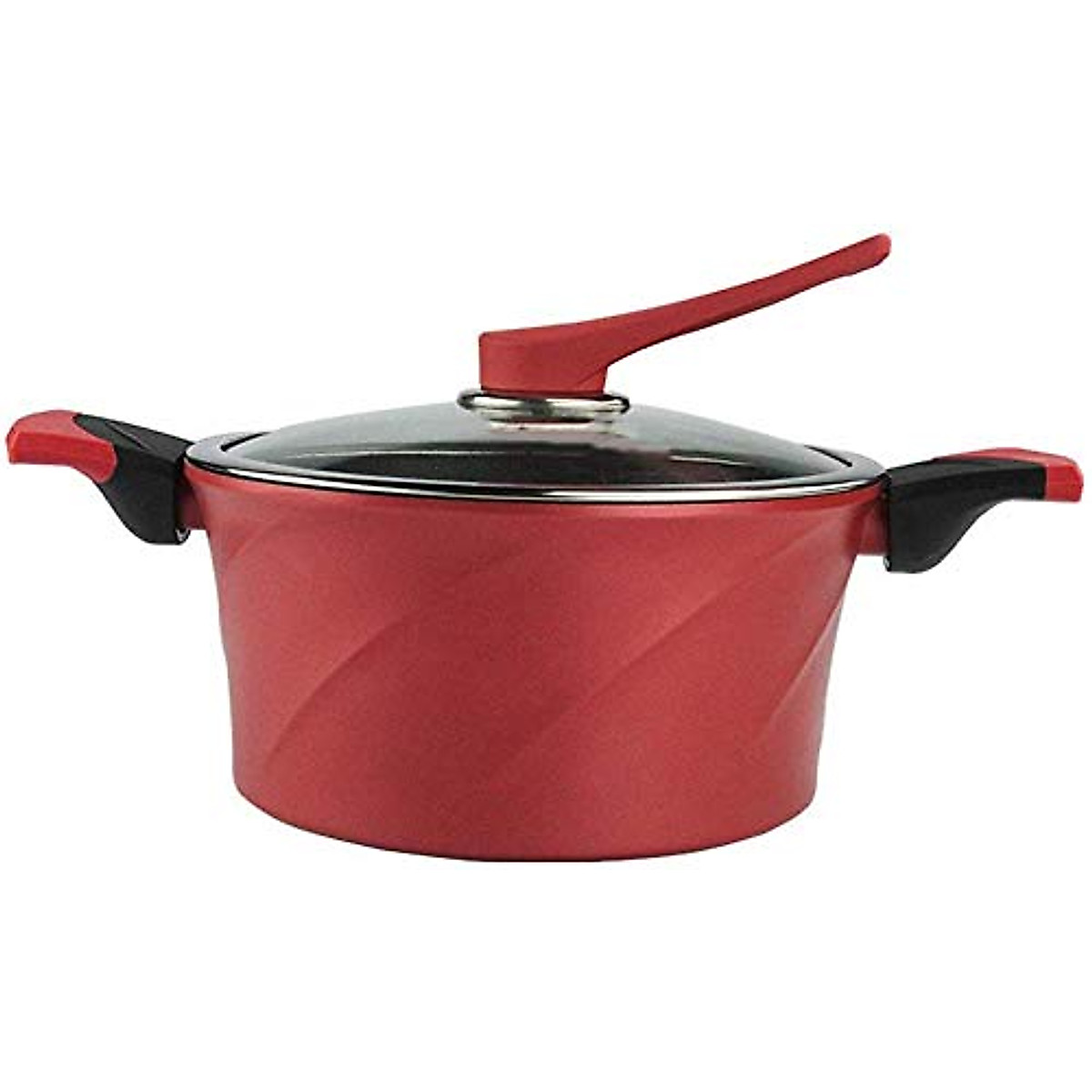 Stock Pot Korean Medical Stone Non Stick Soup Pot Double Ear Non Stick Pot Household Steamer Stew Pot Multipurpose Stock Pot -Pink