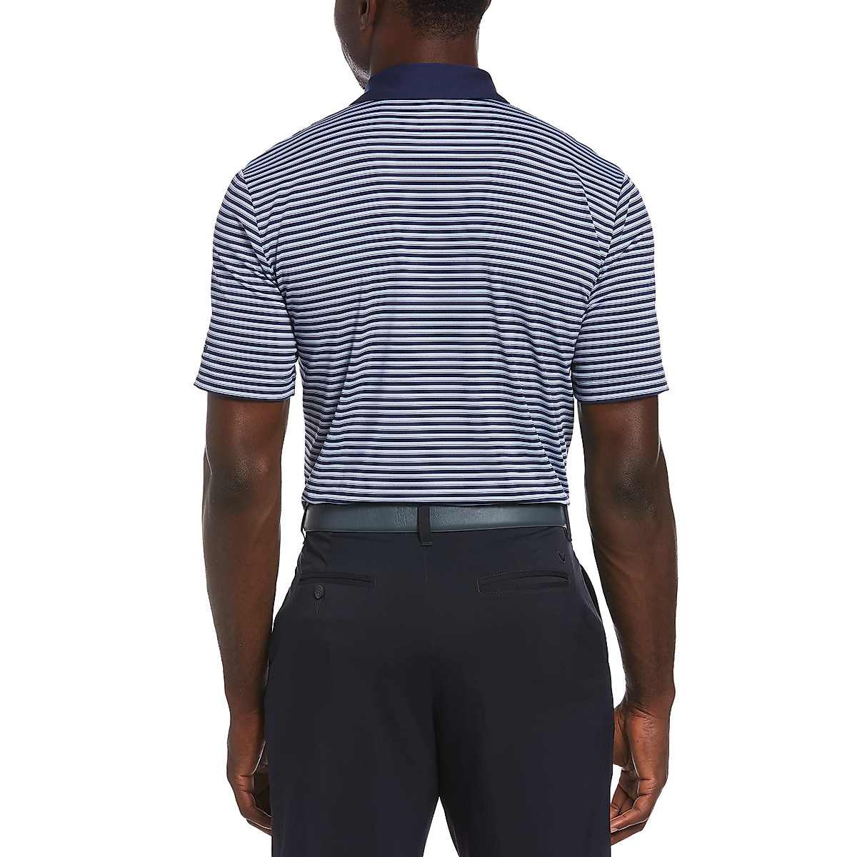 Callaway Men's Refined 3 Color Stripe Short Sleeve Golf Polo Shirt, X-Large, Medieval Blue