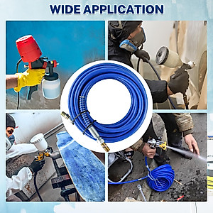 FLKQC Airless Paint Spray Hose Kit, 100FT 3600psi High-Pressure Fiber Tube, Double Layer Braided Wire High Pressure Airless Paint Spray Hose Universal Paint Sprayer Flexible Tube 1/4" (100FT/30M)