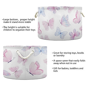 xigua Cotton Rope Basket Cute Butterflies Baby Laundry Basket Blanket Kids Toy Storage Basket Glove Box