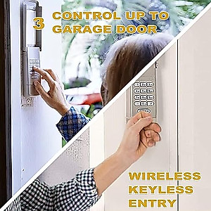 Wireless Garage Door Opener Keypad Wireless Keyless Entry Keypad Works with Chamberlain, LiftMaster, Craftsman and More Since 2011 to Current (Work with Yellow Learn Button)