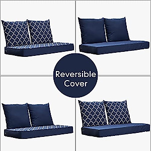 Nigoone Outdoor Loveseat Cushion for Patio Furniture, 24×48 Replacement Bench Deep Seating Glider Cushions with All-Weather Removable Cover, 3-Piece