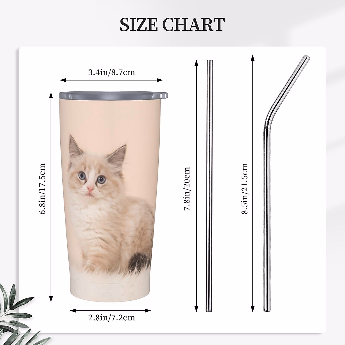 generic Personalized Coffee Tumbler with Picture, Text, Logo Custom 20oz Stainless Steel Tumbler Cup with Lid and Straw Customized Gifts for Christmas Birthday Anniversary