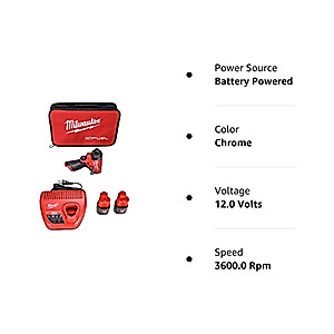 Milwaukee 3453-22 12V Fuel 1/4" Cordless Hex Impact Driver Kit with (2) 2.0Ah Lithium Ion Batteries, Charger & Tool Bag