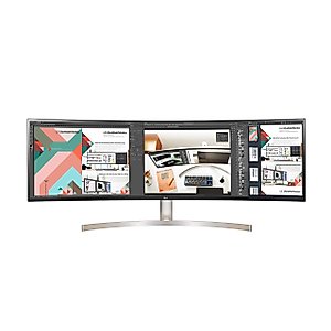 LG 49WL95C-WY 32:9 UltraWide Monitor 49" Dual DQHD (5120 x 1440) Curved IPS Display, HDR10, USB Type-C with 85W PD, sRGB 99% Color Gamut, Height/Swivel/Tilt Adjustable Stand - Black and Silver