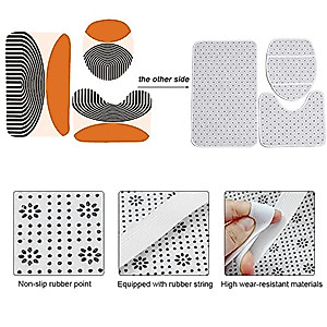 Alabohuke 4 Pcs Simple Style Shower Curtain Set, Abstract Art Bathroom Decoration Set with Rugs, Toilet Lid Cover and Bath Mat, Bathroom Curtains Set with 12 Hooks, Polyester Fabric, 72x72 Inch