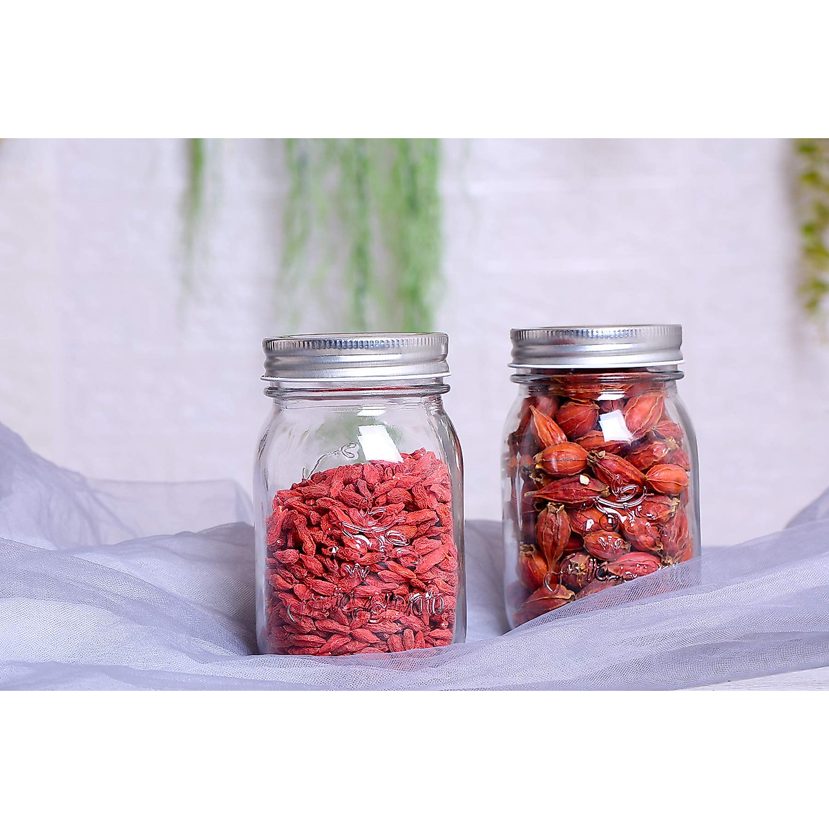 Hovico Mason Jars 17 oz With Regular Lids and Bands, Ideal for Jam,Dishwasher Safe Mason Jar for Fermenting, Kombucha, Kefir, Storing and Canning Uses, Clear- Set of 4