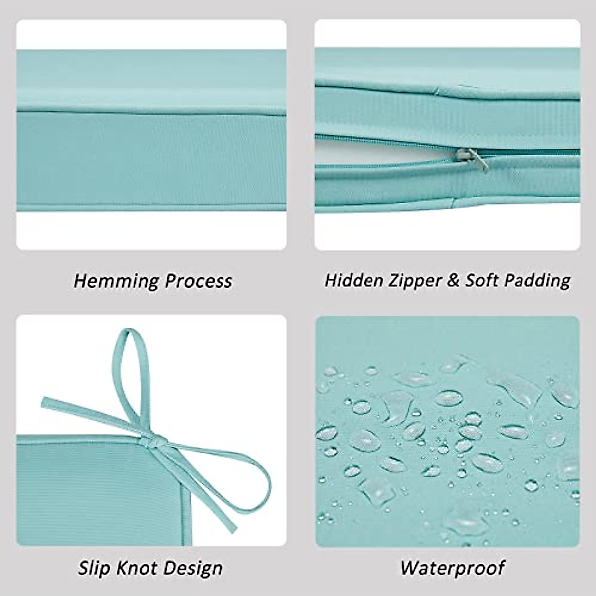 JMGBird Outdoor Chair Cushions 19 x 19 Inch, Set of 2 Outdoor Seat Cushions for Patio Furniture, Water Resistant Square Corner Seat Cushions for Garden Sofa Couch Chair Pads with Adjustable Straps