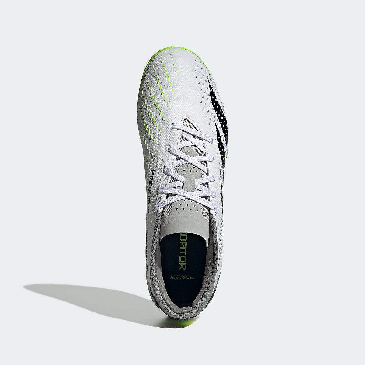 adidas Predator Accuracy.3 Low Turf Shoes, Unisex Adult Sizing, Perfected for Artificial Playing Surfaces, Made with Recycled Materials, White/Black/Lucid Lemon, 10.5 Women/9.5 Men