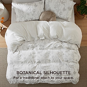 Bedsure Flannel Velvet Duvet Cover King Size, Ultra Soft Breathable Fluffy Fleece Comforter Cover Set, All Season Cozy Floral Duvet Cover with Zipper Closure, 3 Pieces Set, Cream White