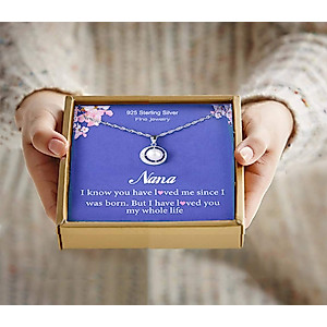 Gifytel Nana Gifts Grandma Gifts for Grandma Pearl Necklace Pendant Moon Crystal CZ Cubic Zirconia Jewelry Birthday Grandmother Mothers day Gift Christmas gifts ideas for Women