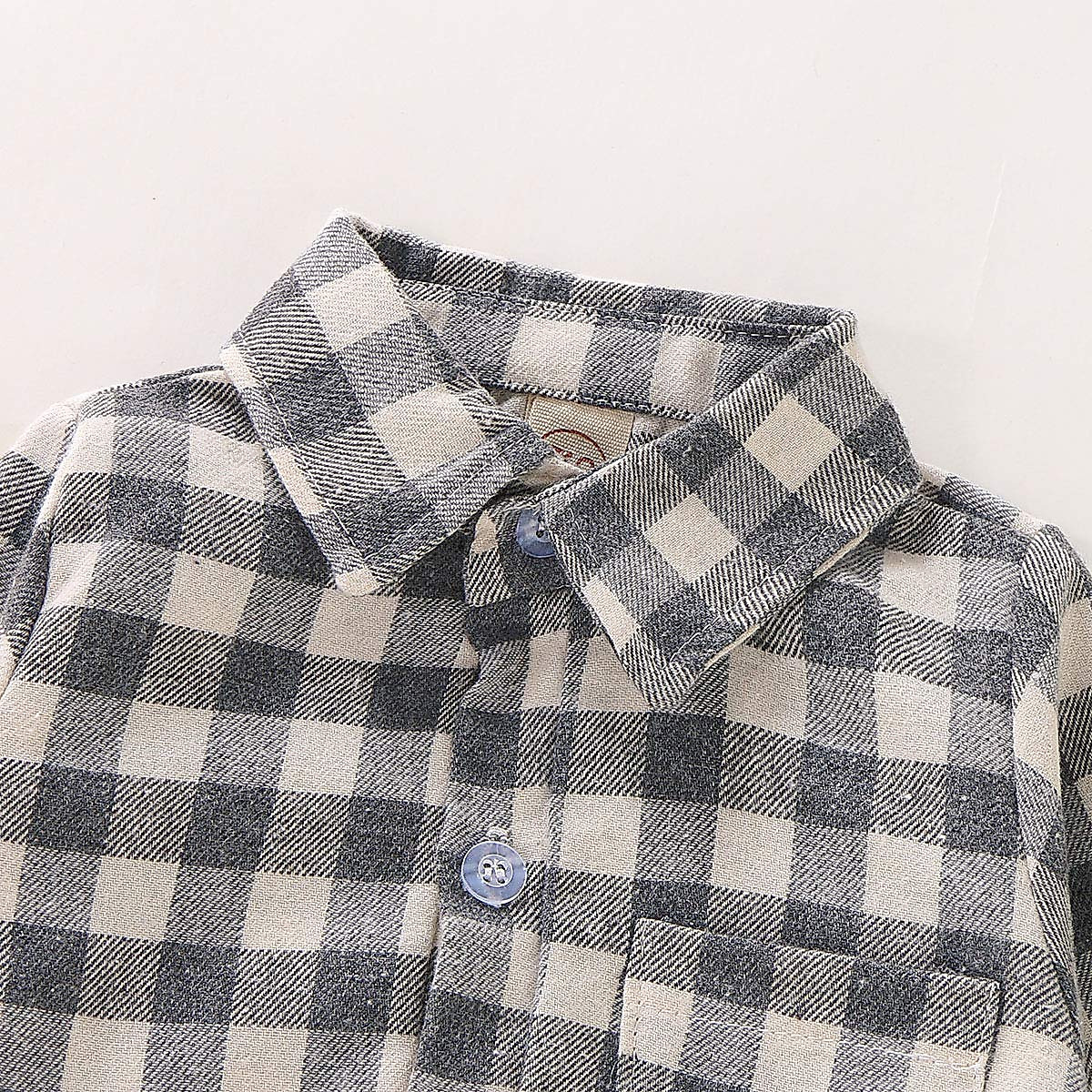 HZYKOK Toddler Boy Clothes Baby Girl Bodysuit Long Sleeve Romper Yellow and Black Plaid Shirts Blouse with Pocket Cute One-Piece Jumpsuit Play Wear Clothing