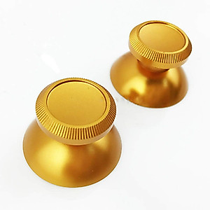 2PCs Replacement Rocker Metal Analog Joystick Thumbstick Mushroom Caps Repair for PS4 PS3 Xbox One (Gold)