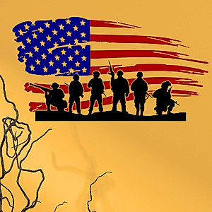 Amaonm Removable Vinyl American Flag and Soldier Wall Decal USA Flag Wall Stickers Peel Stick Art Decor for Classroom Kids Bedroom Teens Nursery Living Room Playroom Offices Wall Decoration (Flag)