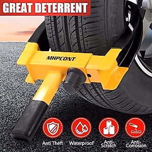 Wheel Lock Universal Trailer Wheel Lock Adjustable Security Tire Boot Lock Anti Theft for ATV RV SUV Car Golf Cart Boats Motorcycles Great Deterrent Bright Black-Yellow (3 Keys)